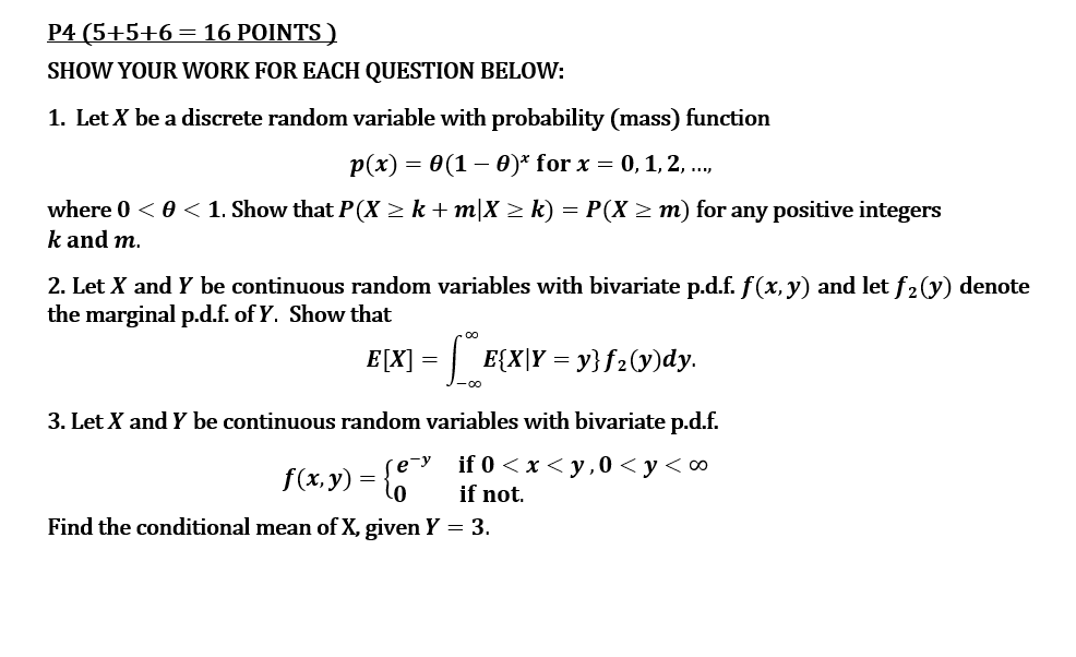 Solved P4 (5+5+6=16 POINTS ) SHOW YOUR WORK FOR EACH | Chegg.com