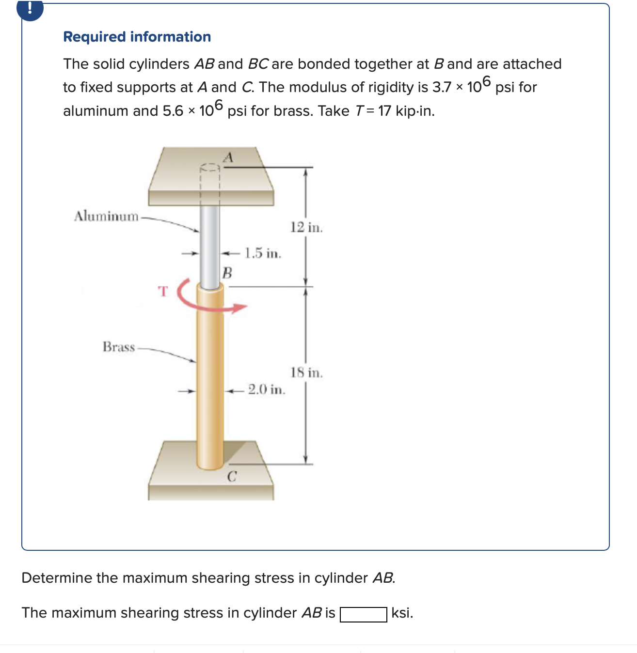 Solved Required information The solid cylinders AB and BC | Chegg.com