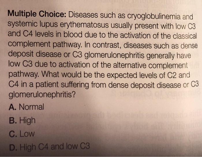 Solved Multiple Choice: Diseases such as cryoglobulinemia | Chegg.com