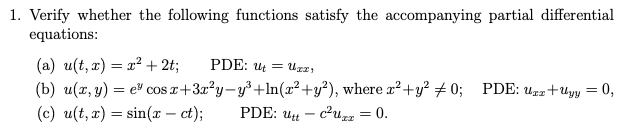 Solved 1. Verify whether the following functions satisfy the | Chegg.com