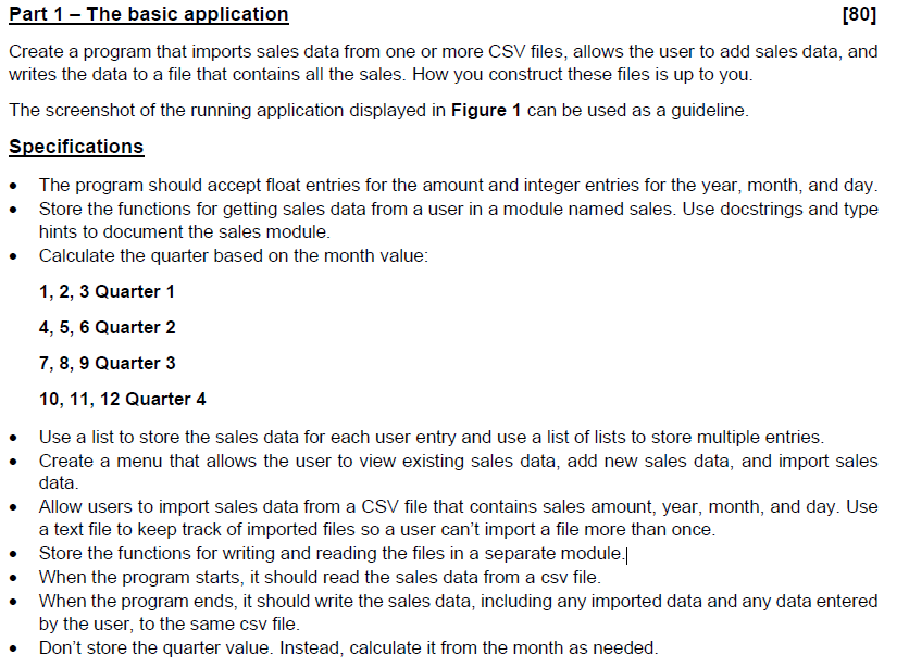 Solved Part 1-The basic application [80] Create a program | Chegg.com