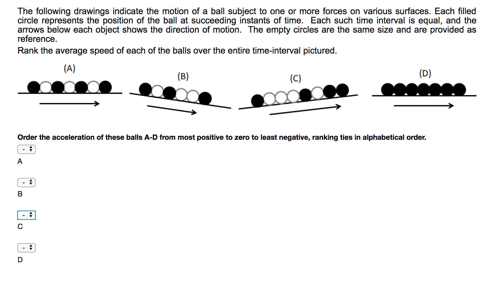 Solved The following drawings indicate the motion of a ball | Chegg.com