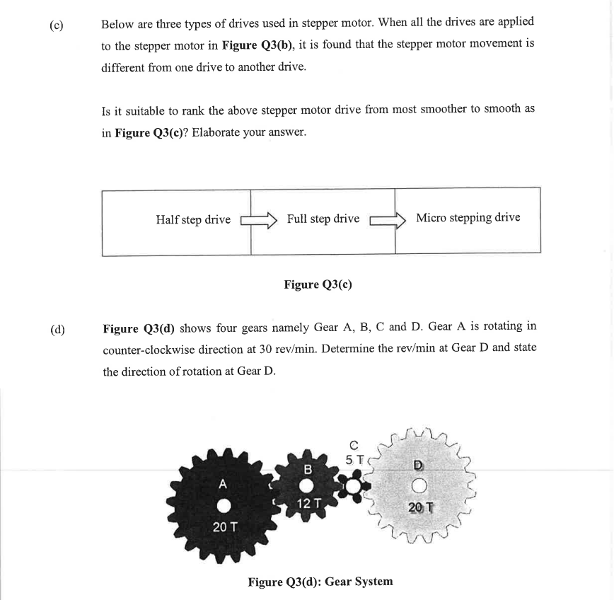Solved (c) ) Below are three types of drives used in stepper | Chegg.com