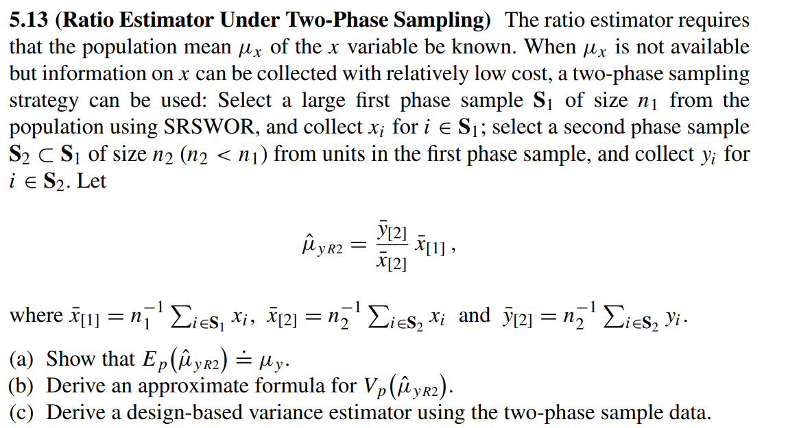 5 13 Ratio Estimator Under Two Phase Sampling The