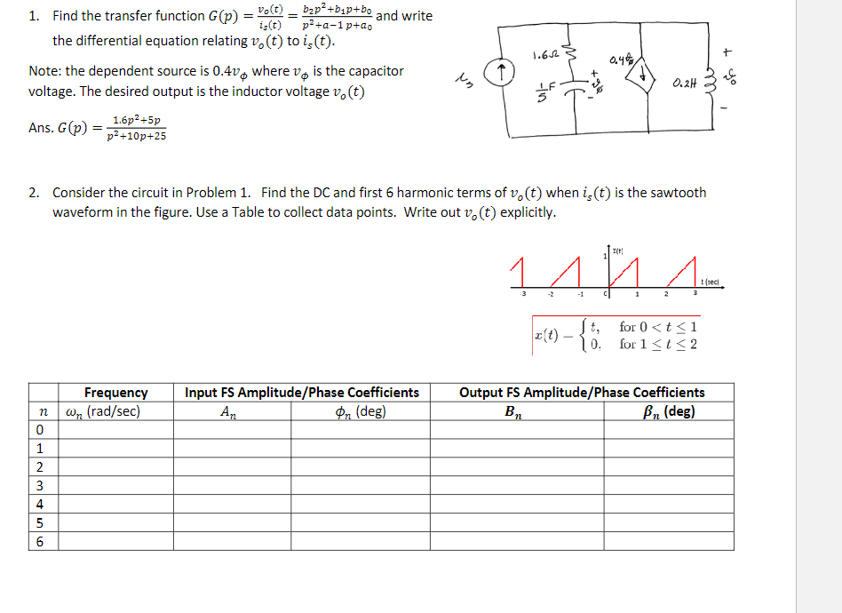 Solved 1. Find the transfer function | Chegg.com