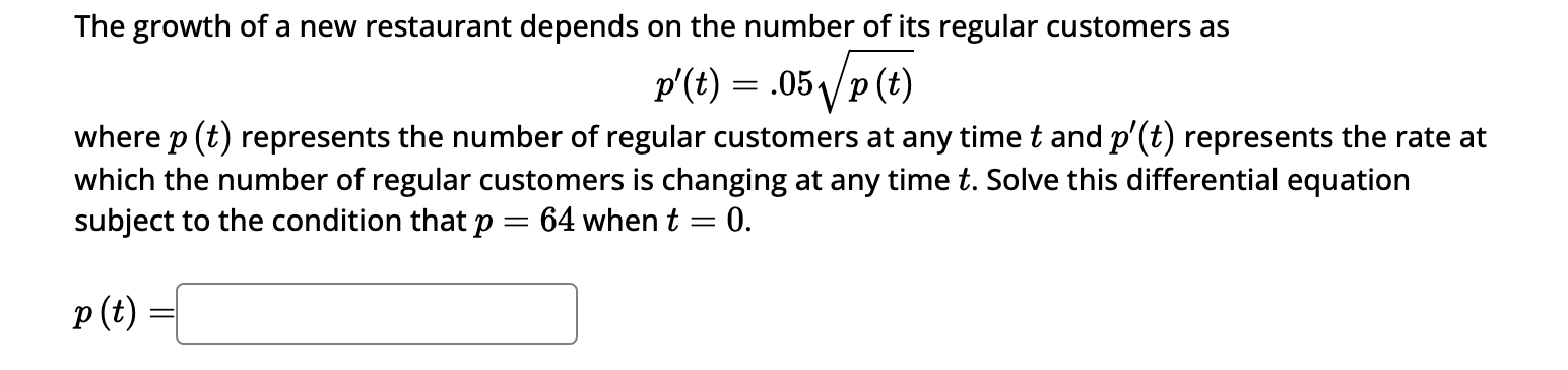 Solved p′(t)=.05p(t) where p(t) represents the number of | Chegg.com
