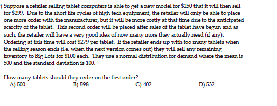 Solved Suppose a retailer selling tablet computers is able | Chegg.com