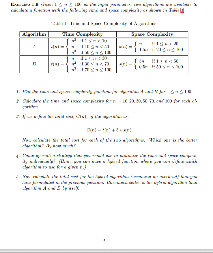 Solved Exercise 1.9 Given 1≤n≤100 as the input parameter, | Chegg.com