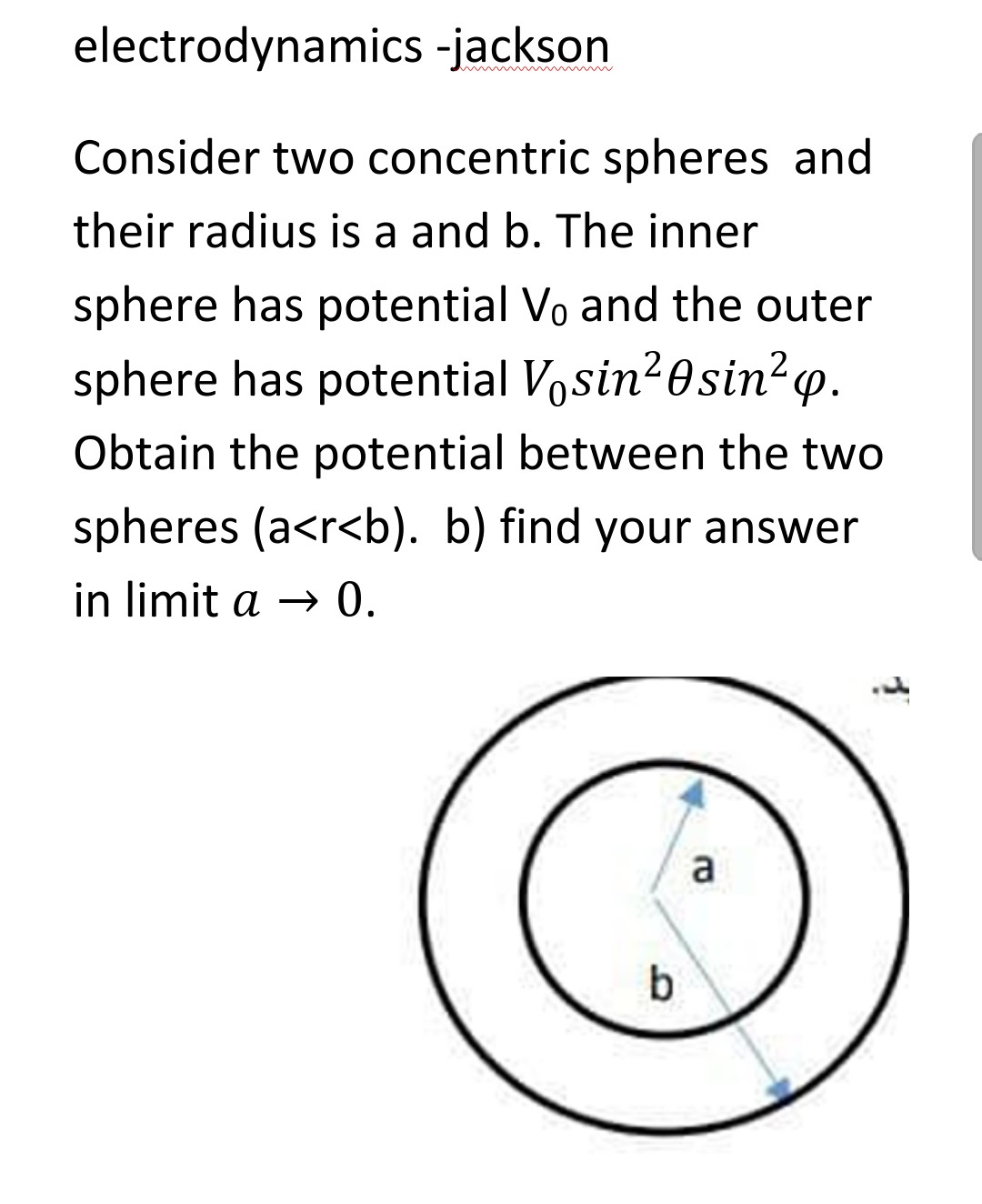 Solved electrodynamics -jackson a Consider two concentric | Chegg.com