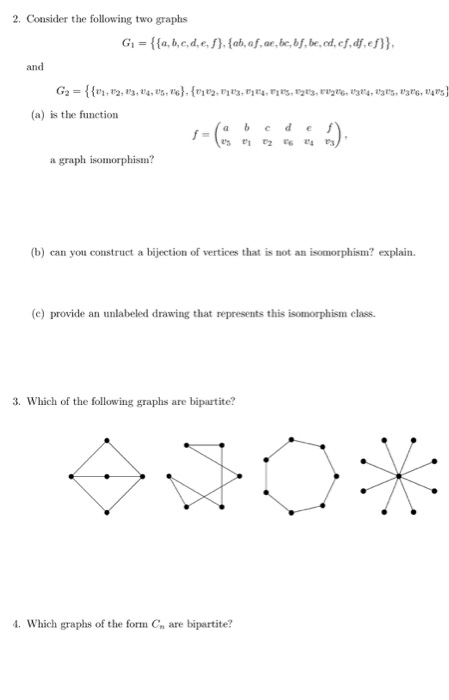 Solved 2. Consider the following two graphs and G2 { | Chegg.com