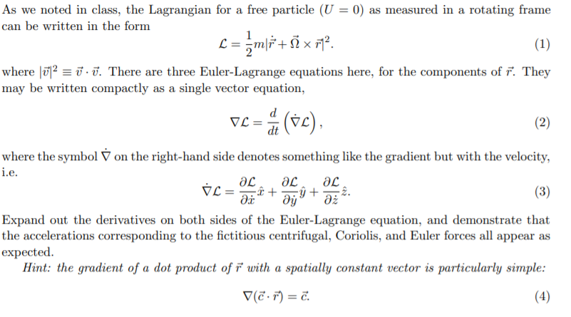 Solved As we noted in class, the Lagrangian for a free | Chegg.com