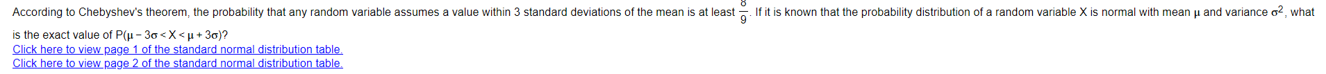 Solved According to Chebyshev's theorem, the probability | Chegg.com