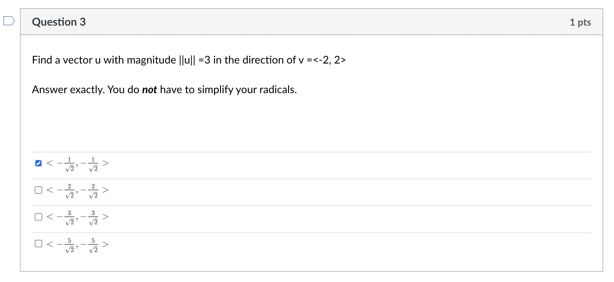Solved Find a vector u with magnitude ∥u∥=3 in the direction | Chegg.com
