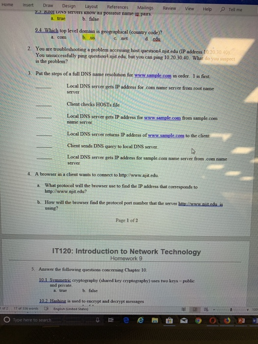 Solved Home Insert Draw Design Layout References Mailings | Chegg.com