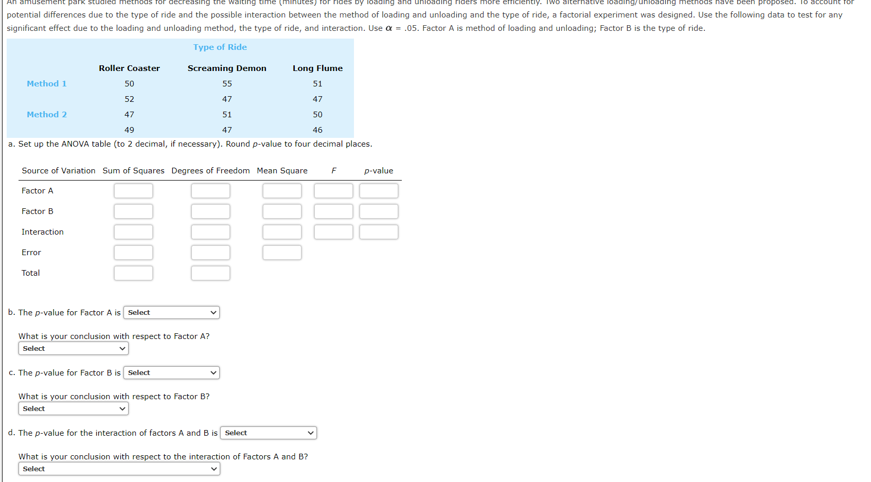 Solved An amusement park studied methods for decreasing the | Chegg.com