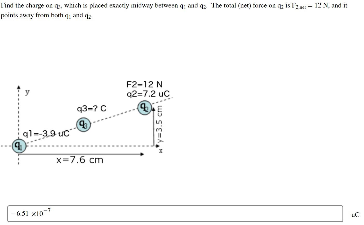 Solved Find the charge on q3, which is placed exactly midway | Chegg.com