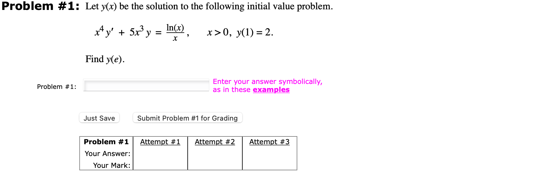 Solved Problem \#7: Let y(x) be the solution to the | Chegg.com