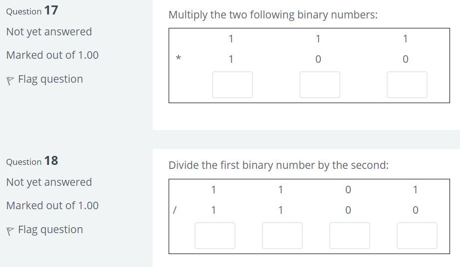 Solved Question 17 Multiply the two following binary | Chegg.com