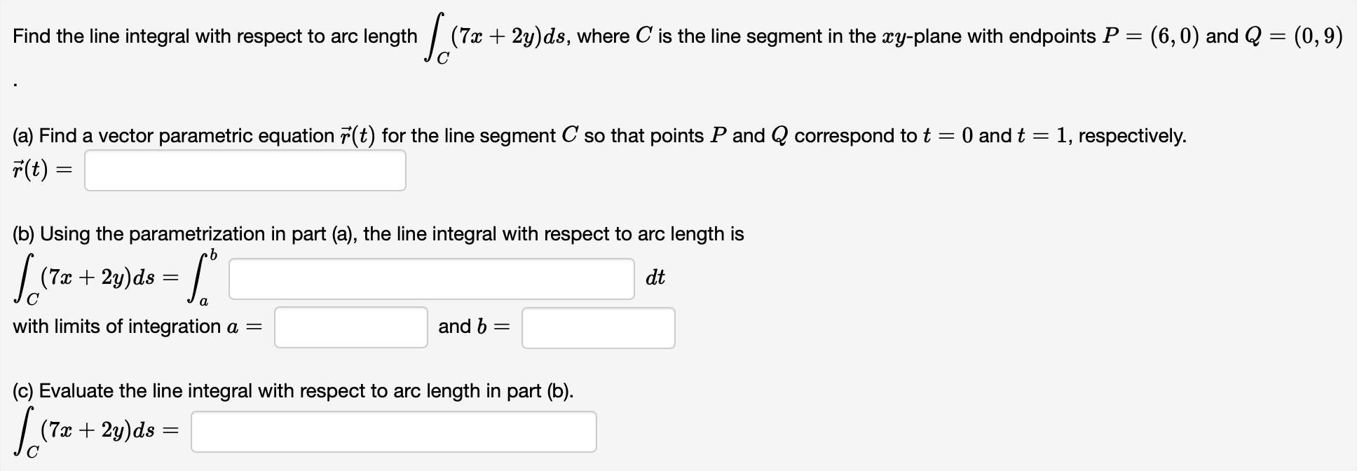 Solved Find the line integral with respect to arc length | Chegg.com