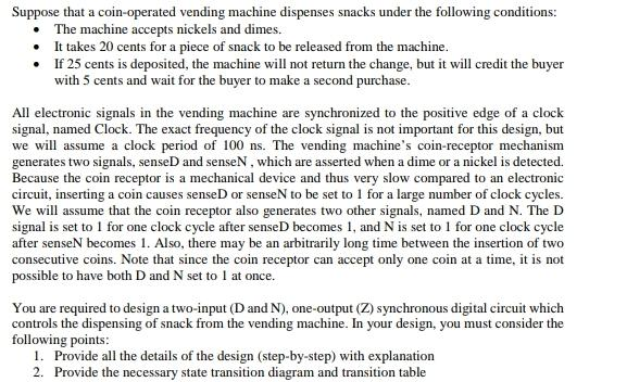 Solved Suppose that a coin-operated vending machine | Chegg.com