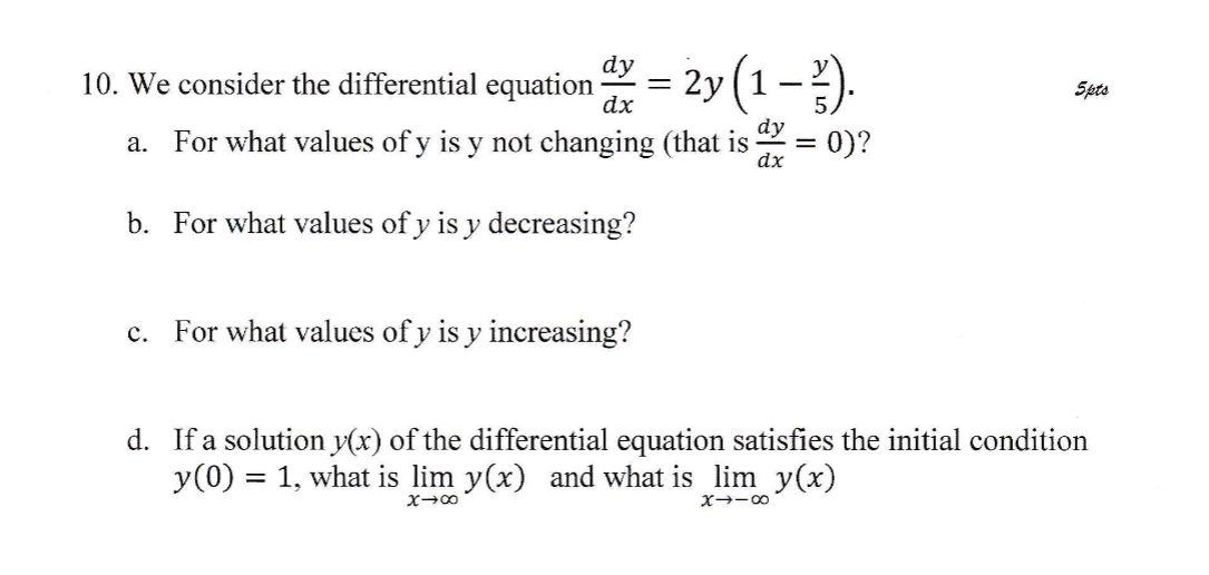 Solved 10. We consider the differential equation 2y (1-²). | Chegg.com