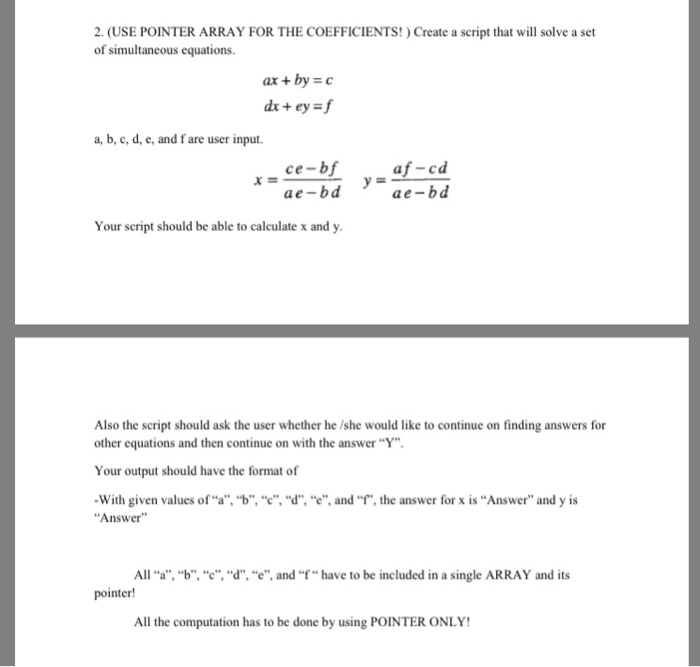 Solved 2. (USE POINTER ARRAY FOR THE COEFFICIENTS!) Create a | Chegg.com