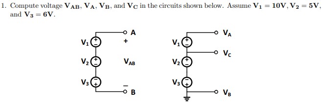 Solved Compute voltage VAB,VA,VB, and VC in the circuits | Chegg.com