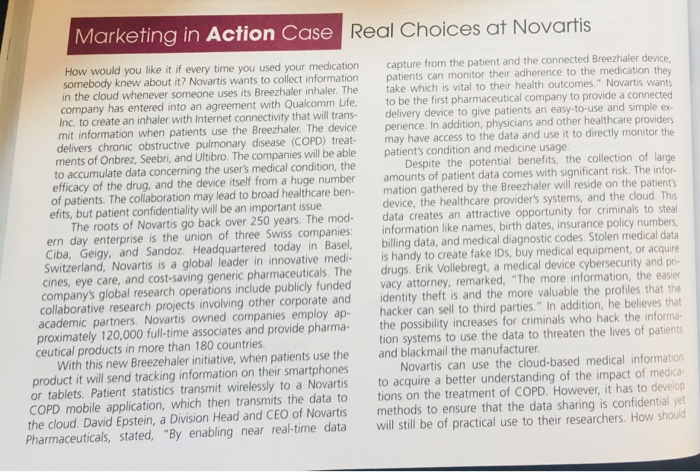Solved Marketing in Action Case Real Choices at Novartis How | Chegg.com