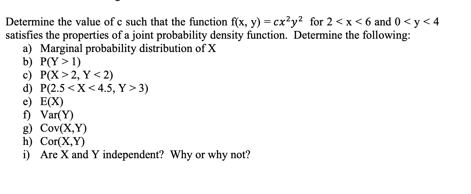 Solved Determine the value of c ﻿such that the function | Chegg.com