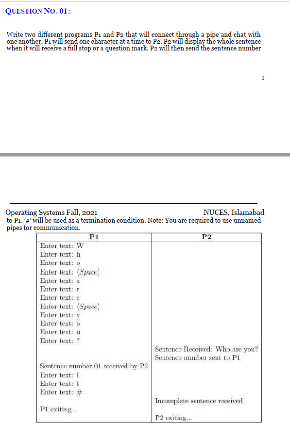 Use C++ language. The question is related to pipes | Chegg.com