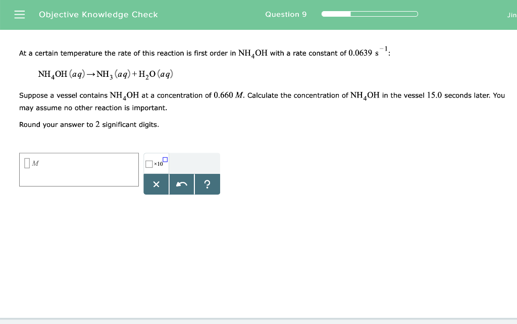 Solved Objective Knowledge Check Question 9 Jin At a certain | Chegg.com