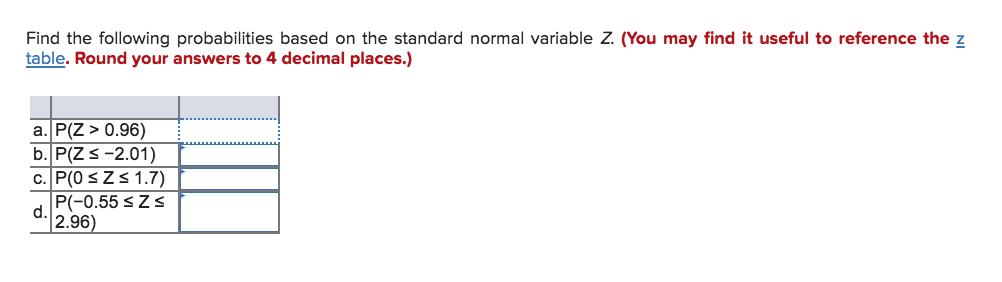 Solved Find the following probabilities based on the | Chegg.com
