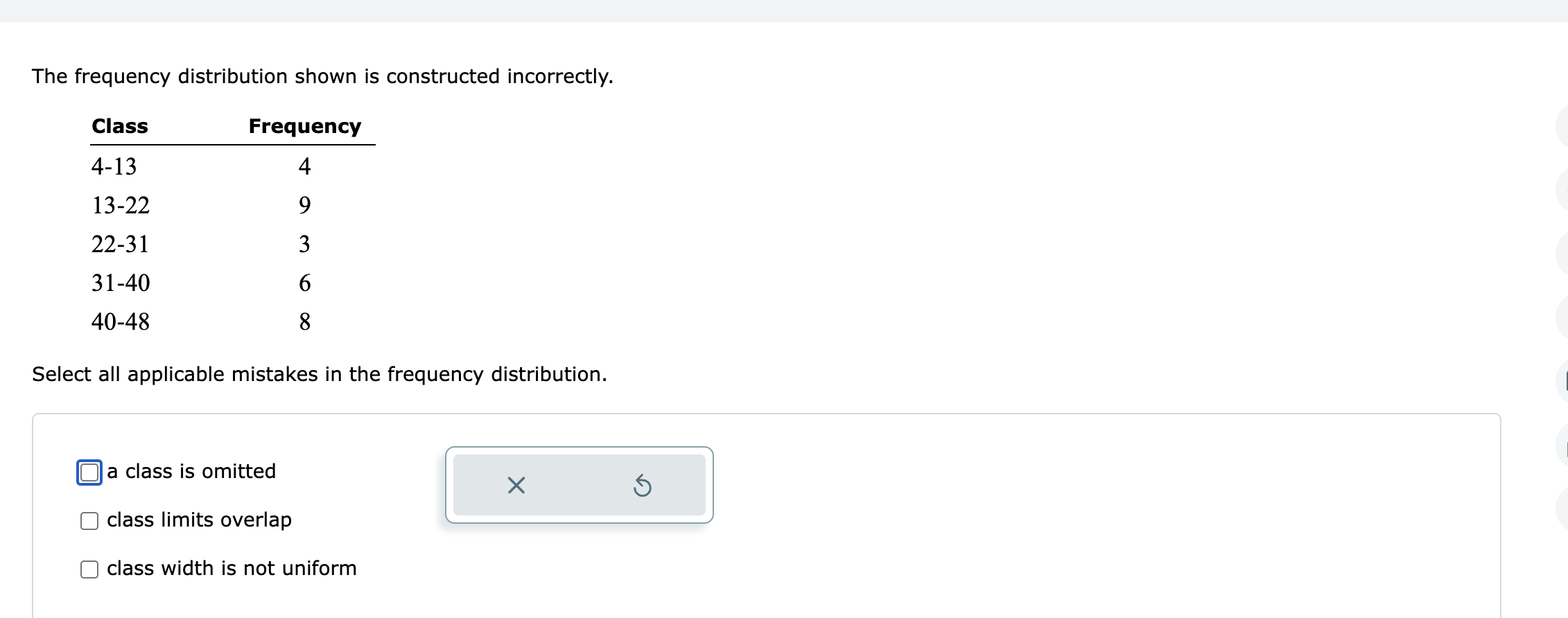 Solved The frequency distribution shown is constructed | Chegg.com