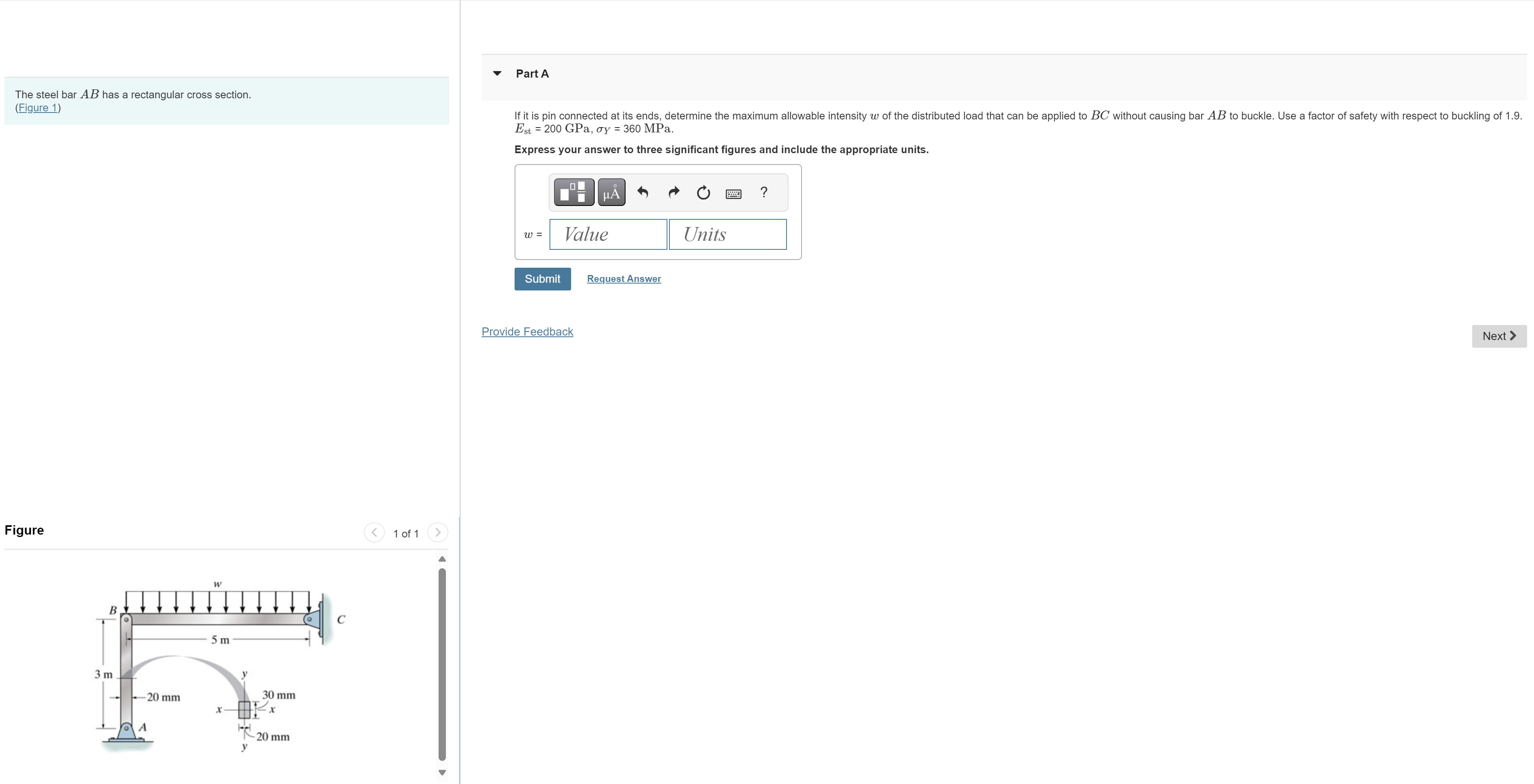 Solved The steel bar AB has a rectangular cross section.If | Chegg.com