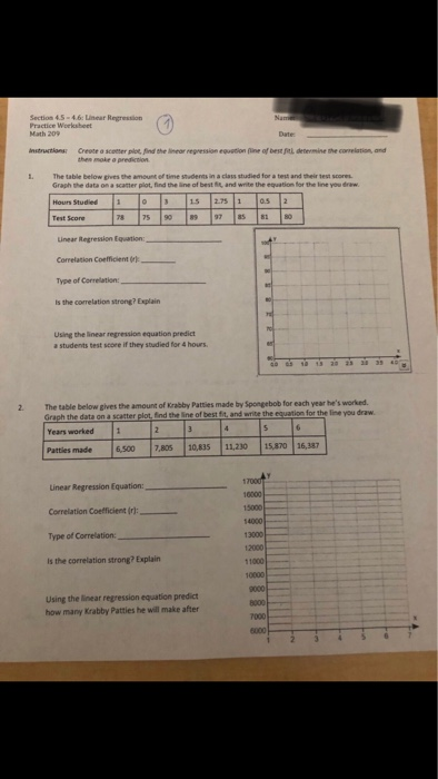  Linear Regression Worksheet Answers Studying Worksheets