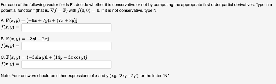 Solved For each of the following vector fields F, decide | Chegg.com