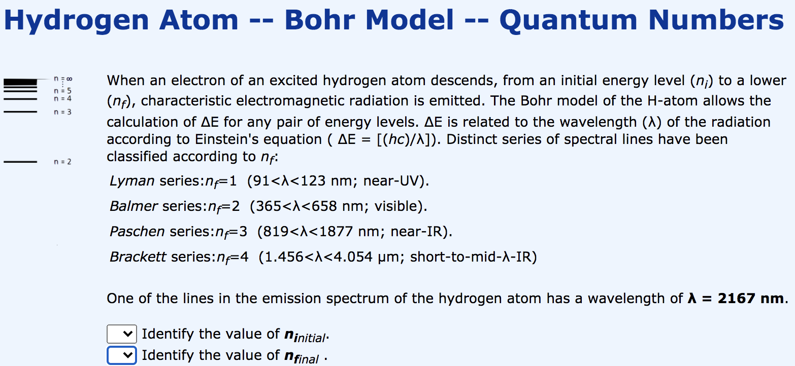 Solved Hydrogen Atom - Bohr Model -- Quantum Numbers n = 00 | Chegg.com