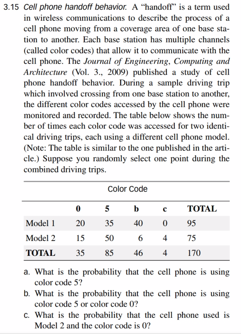 Solved 3.15 Cell phone handoff behavior. A “handoff” is a | Chegg.com