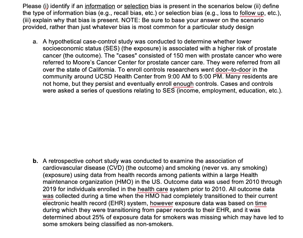 Solved Please (i) identify if an information or selection | Chegg.com