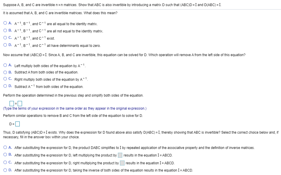 Solved Suppose A B And C Are Invertible Nxn Matrices Show