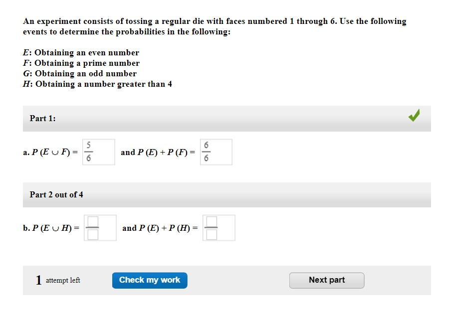 Solved An experiment consists of tossing a regular die with | Chegg.com