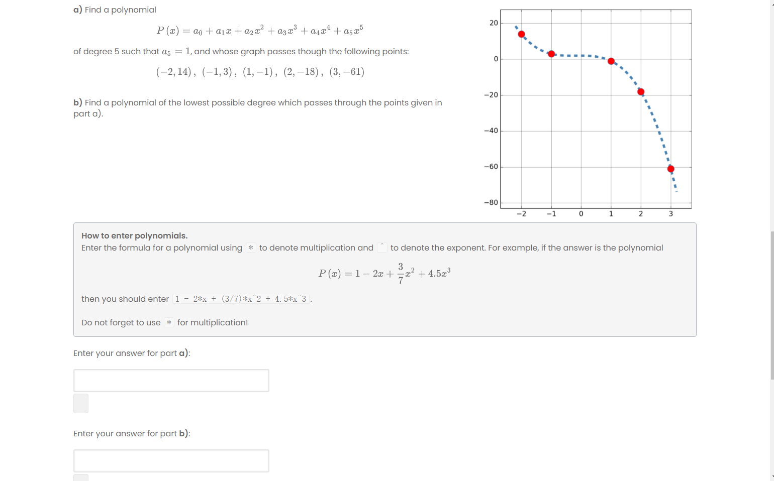 Solved a) Find a polynomial 20 P(2) = 2o + a12+ a2x2 + az 23 | Chegg.com
