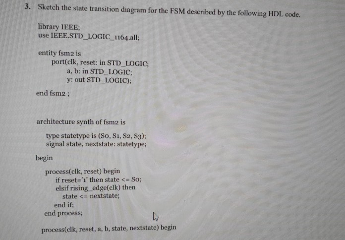 Solved 3. Sketch the state transition diagram for the FSM | Chegg.com