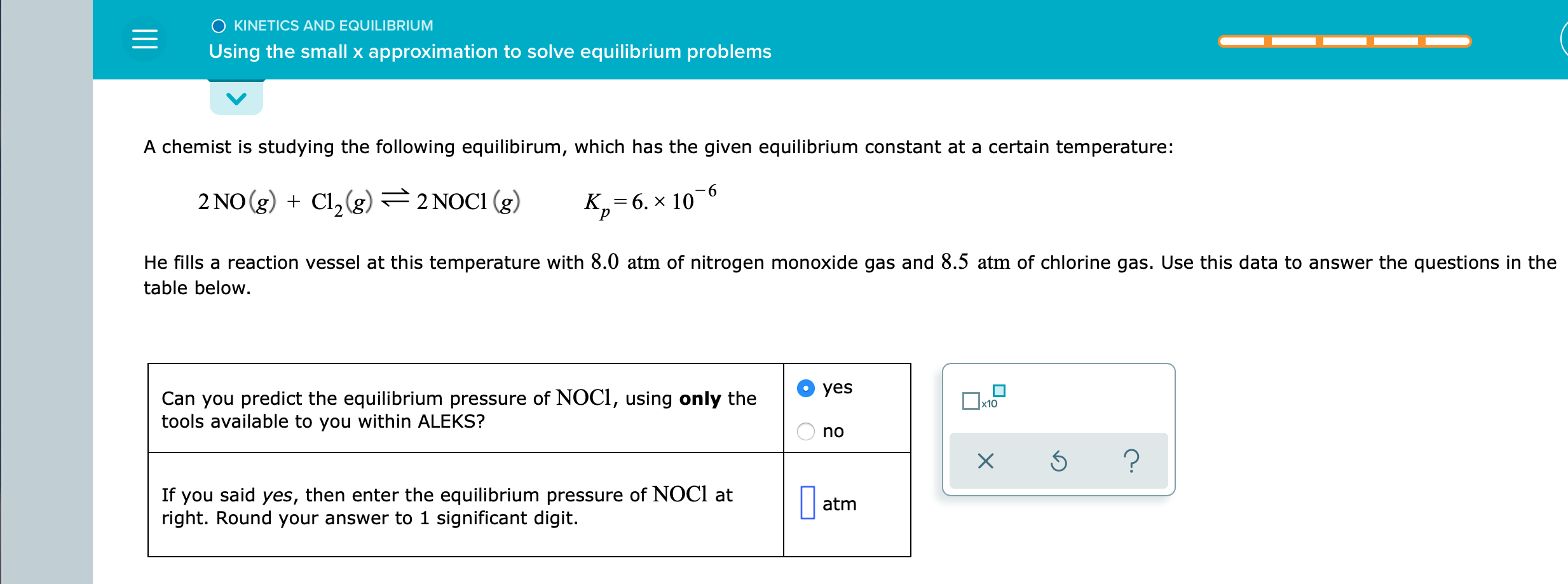 Solved = KINETICS AND EQUILIBRIUM Using the small x | Chegg.com