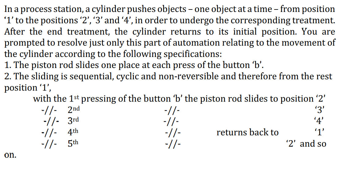 Solved In a process station, a cylinder pushes objects – one | Chegg.com