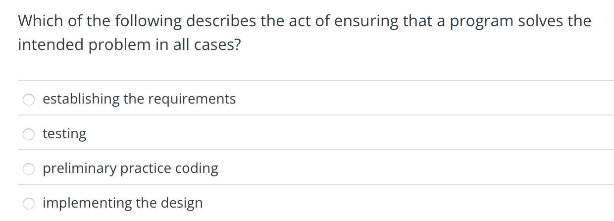 Solved Which of the following describes the act of ensuring | Chegg.com