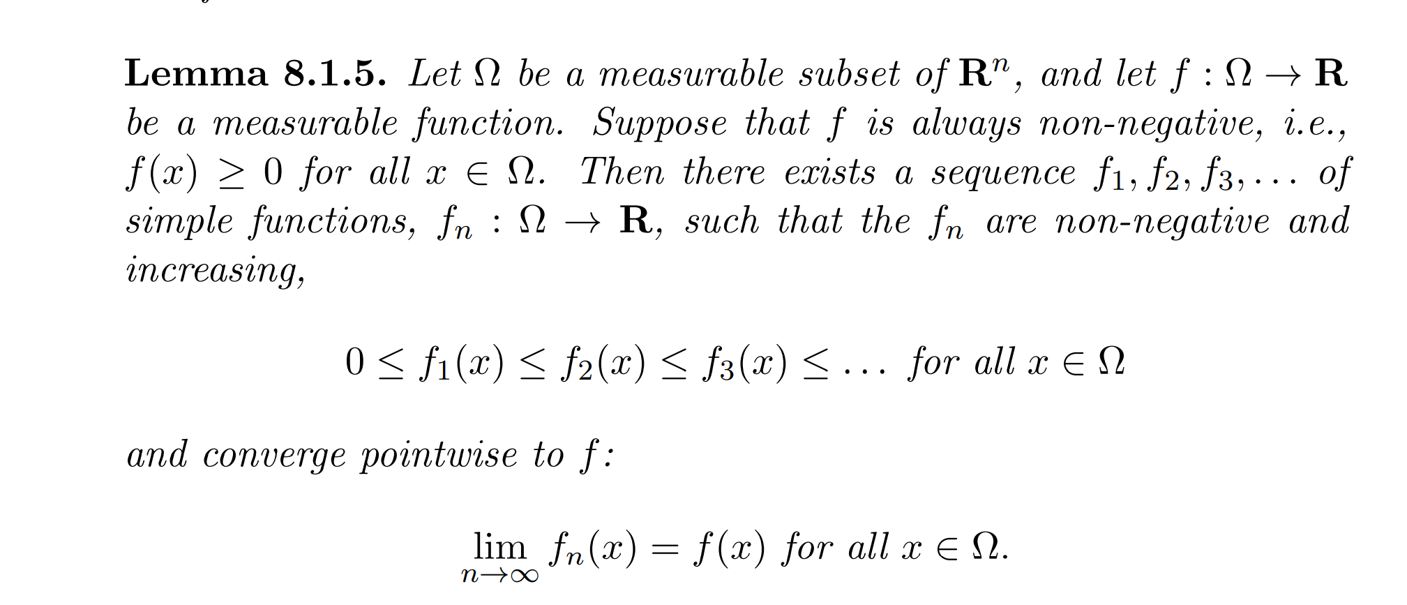 Solved Lemma 8.1.5. Let 1 be a measurable subset of R", and | Chegg.com