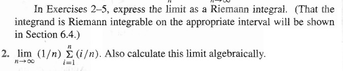 Solved In Exercises 2–5, express the limit as a Riemann | Chegg.com