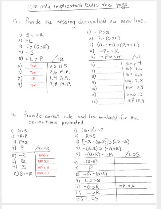 Solved Use only implication Rules this page 13. Provide the | Chegg.com