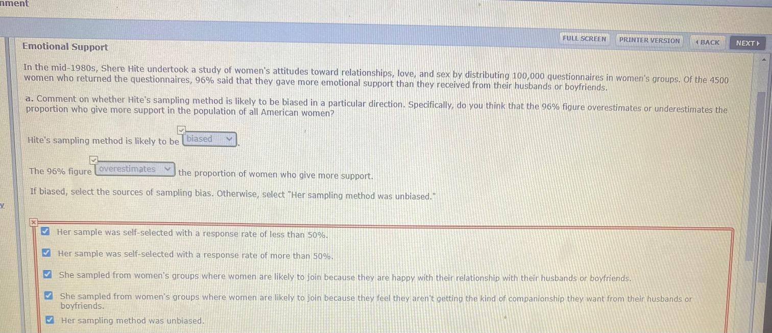 Solved nment FULL SCREEN PRINTER VERSION 4 BACK Emotional | Chegg.com